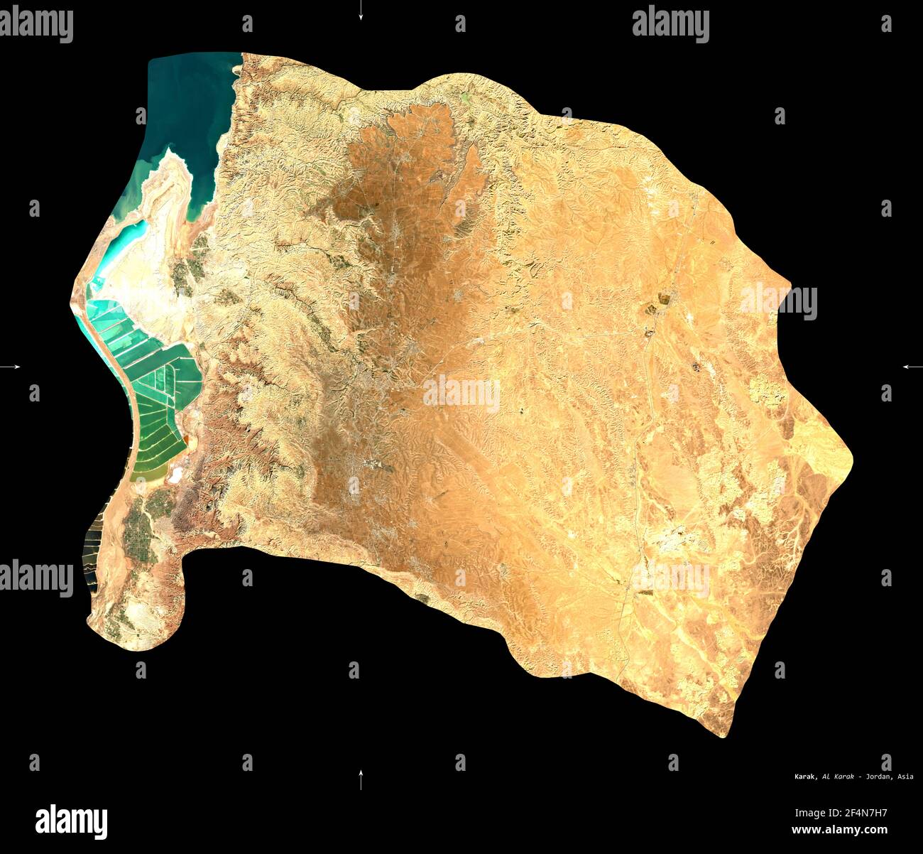Karak, province of Jordan. Sentinel-2 satellite imagery. Shape isolated ... Karak, province of Jordan. Sentinel-2 satellite imagery. Shape isolated ...