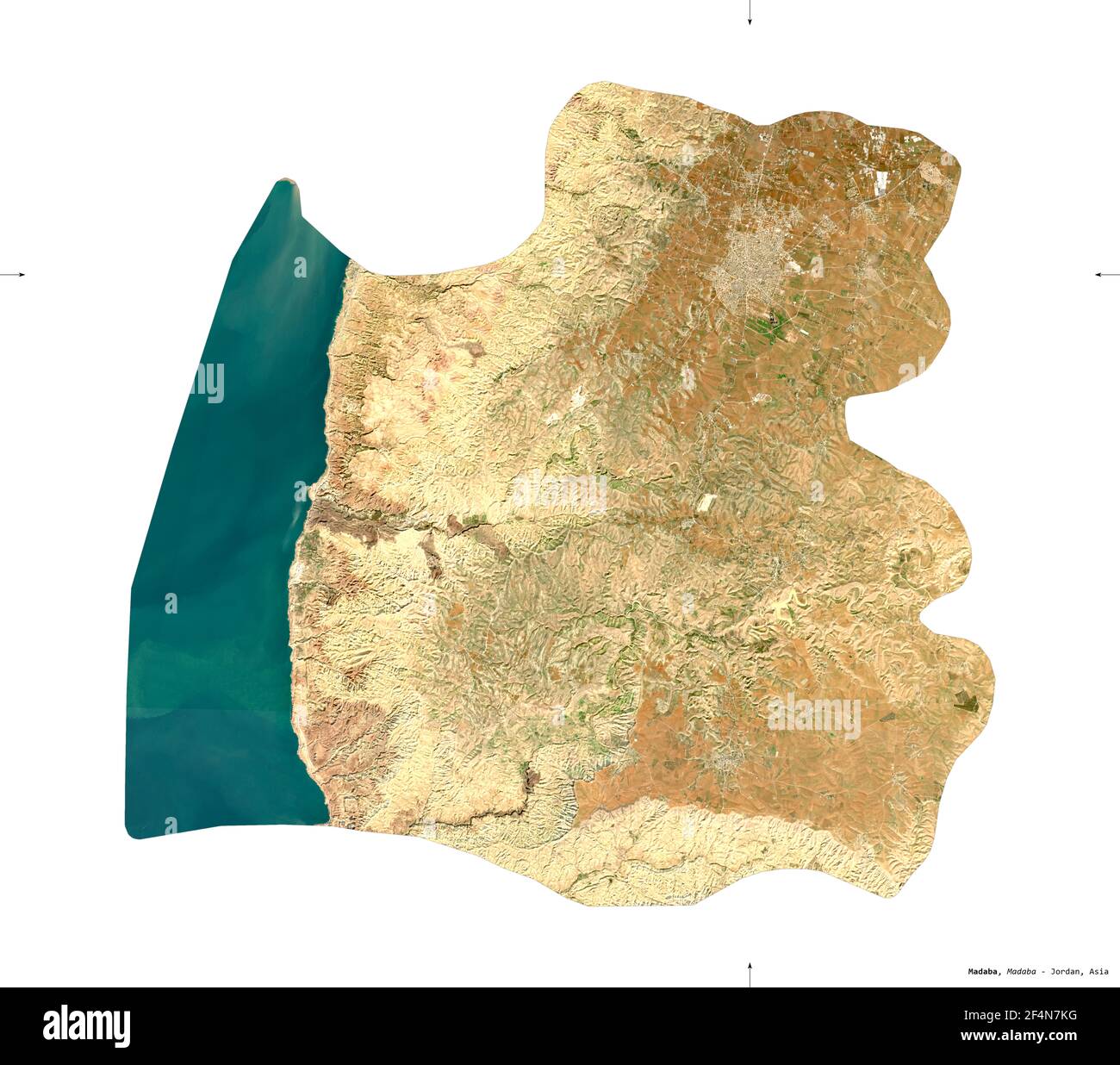 Madaba, province of Jordan. Sentinel-2 satellite imagery. Shape ...