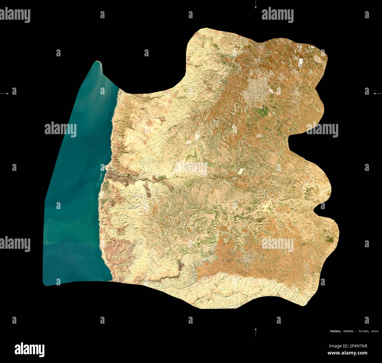 Madaba, province of Jordan. Sentinel-2 satellite imagery. Shape ...