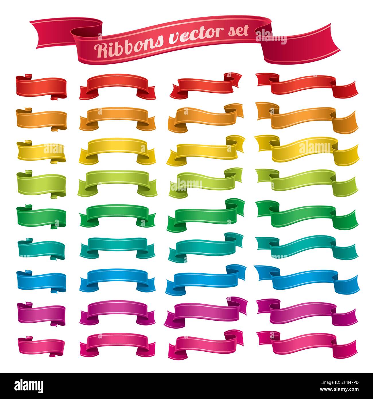 Set of vector illustration ribbons, paper. Shiny sign, label icon ...