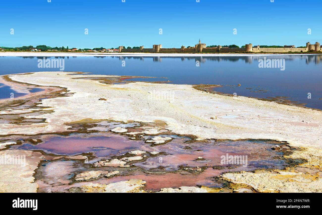 Salt marsh and salt pile harvested Stock Photo - Alamy