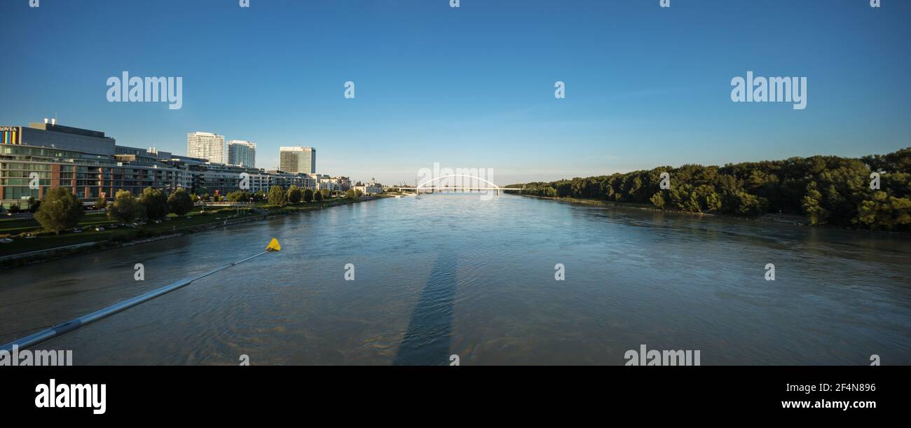 View of Bratislava from the middle of Danube Stock Photo - Alamy