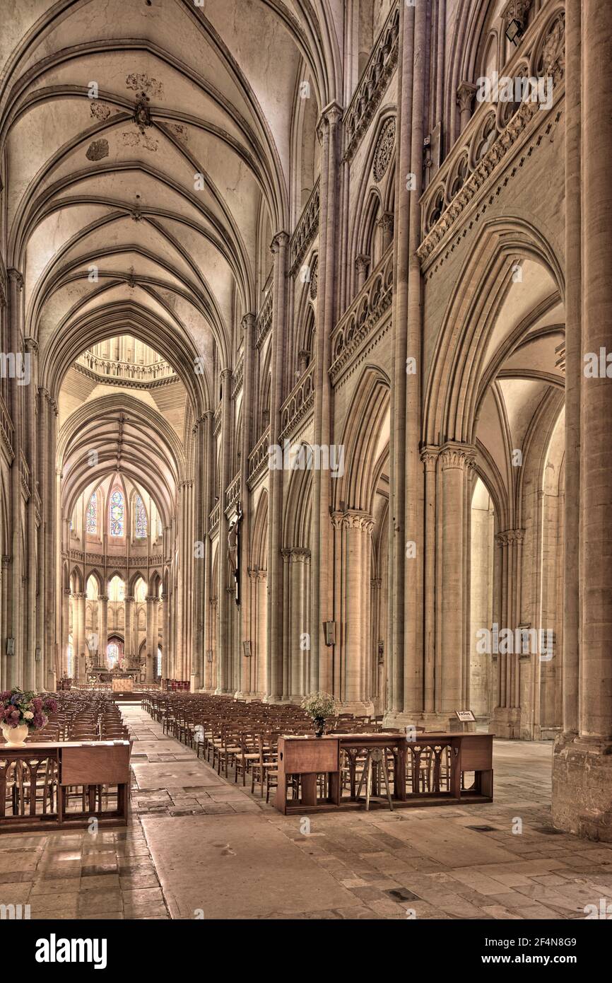The interior of Coutances Cathedral (Cathedrale Notre-Dame de Coutances ...