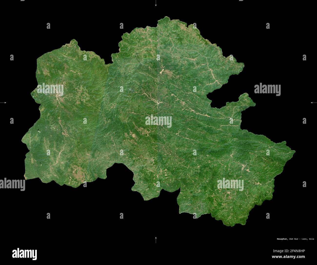 Houaphan, province of Laos. Sentinel-2 satellite imagery. Shape ...