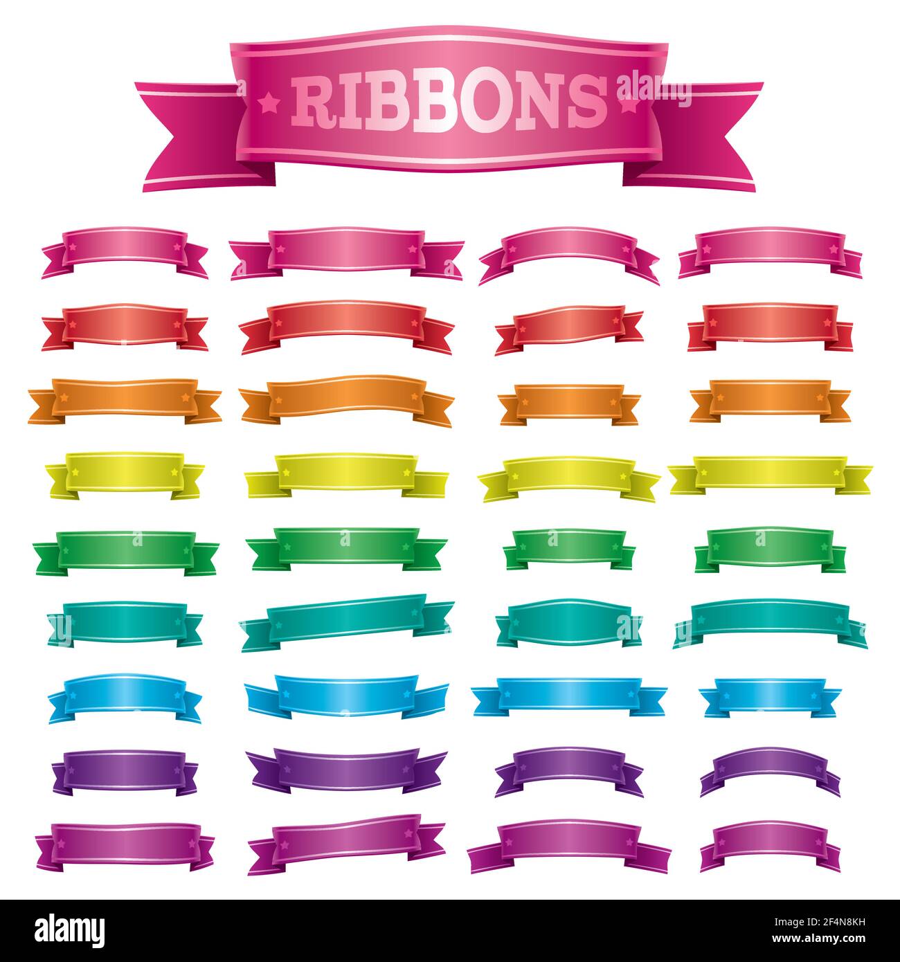 Set of vector illustration ribbons, paper. Shiny sign, label icon ...