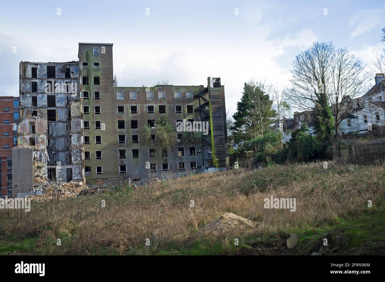 The demolition of Anston House on Preston Road, Brighton Stock Photo ...