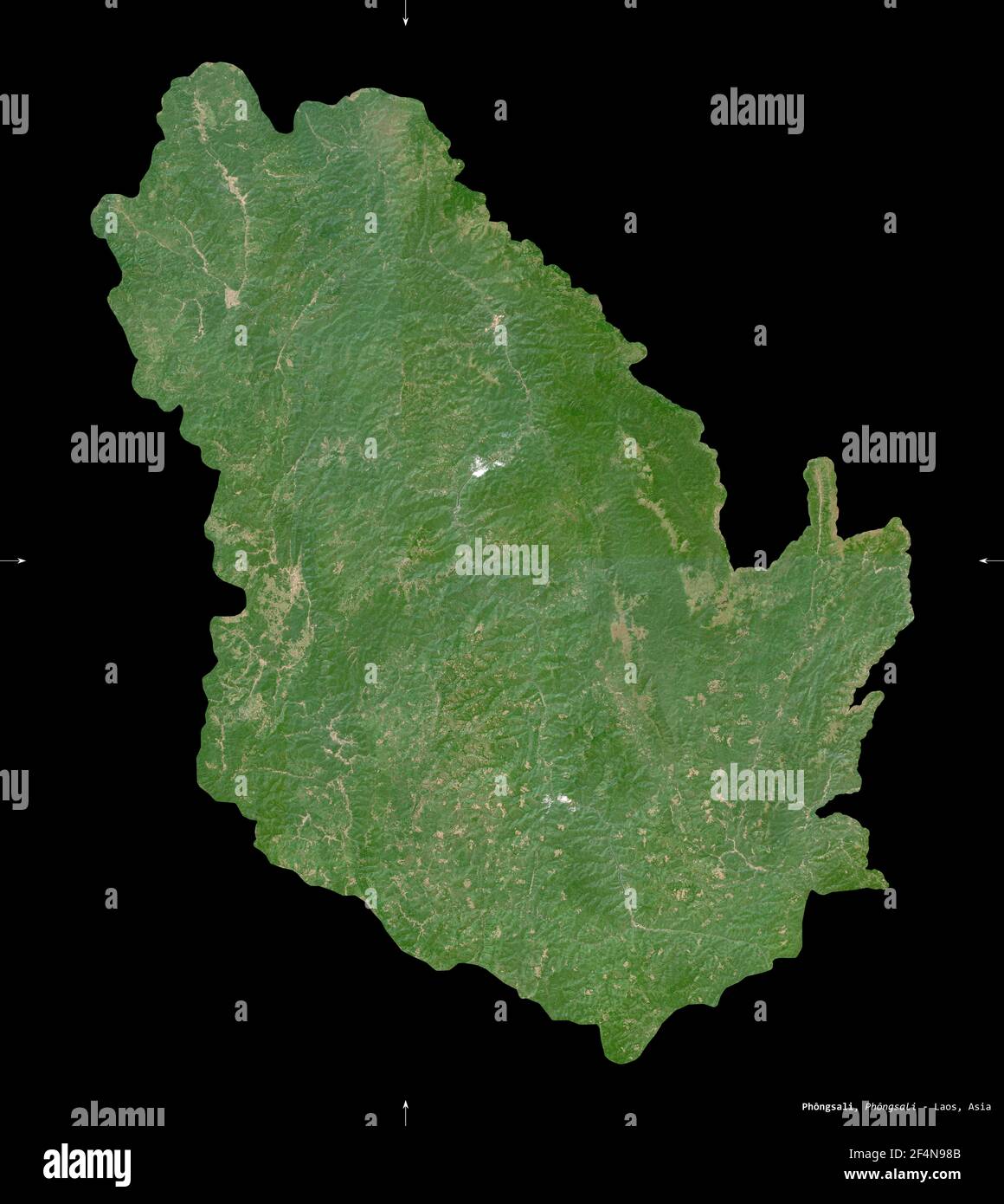 Phongsali, province of Laos. Sentinel-2 satellite imagery. Shape ...