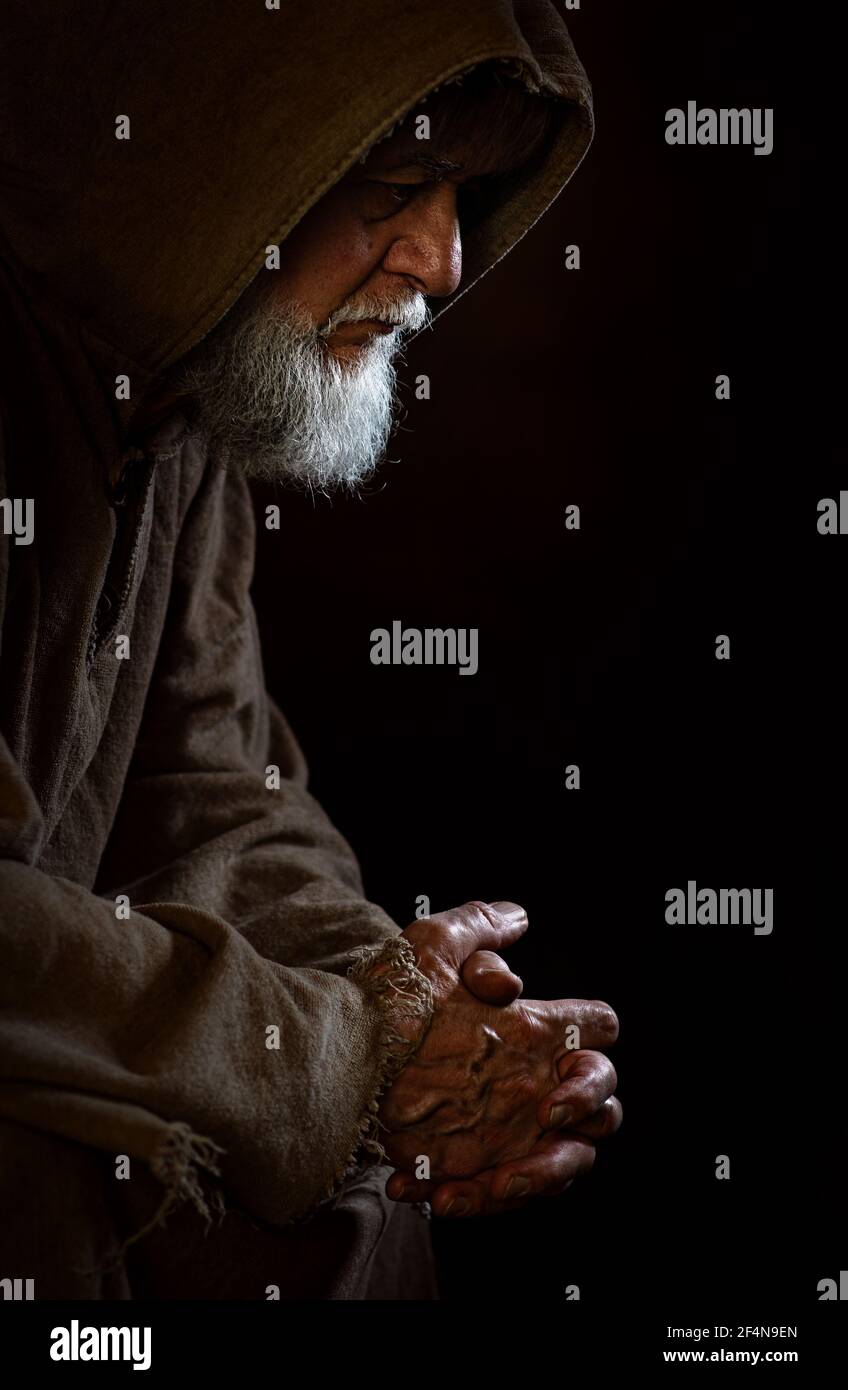 Old Medieval face of a monk Stock Photo - Alamy