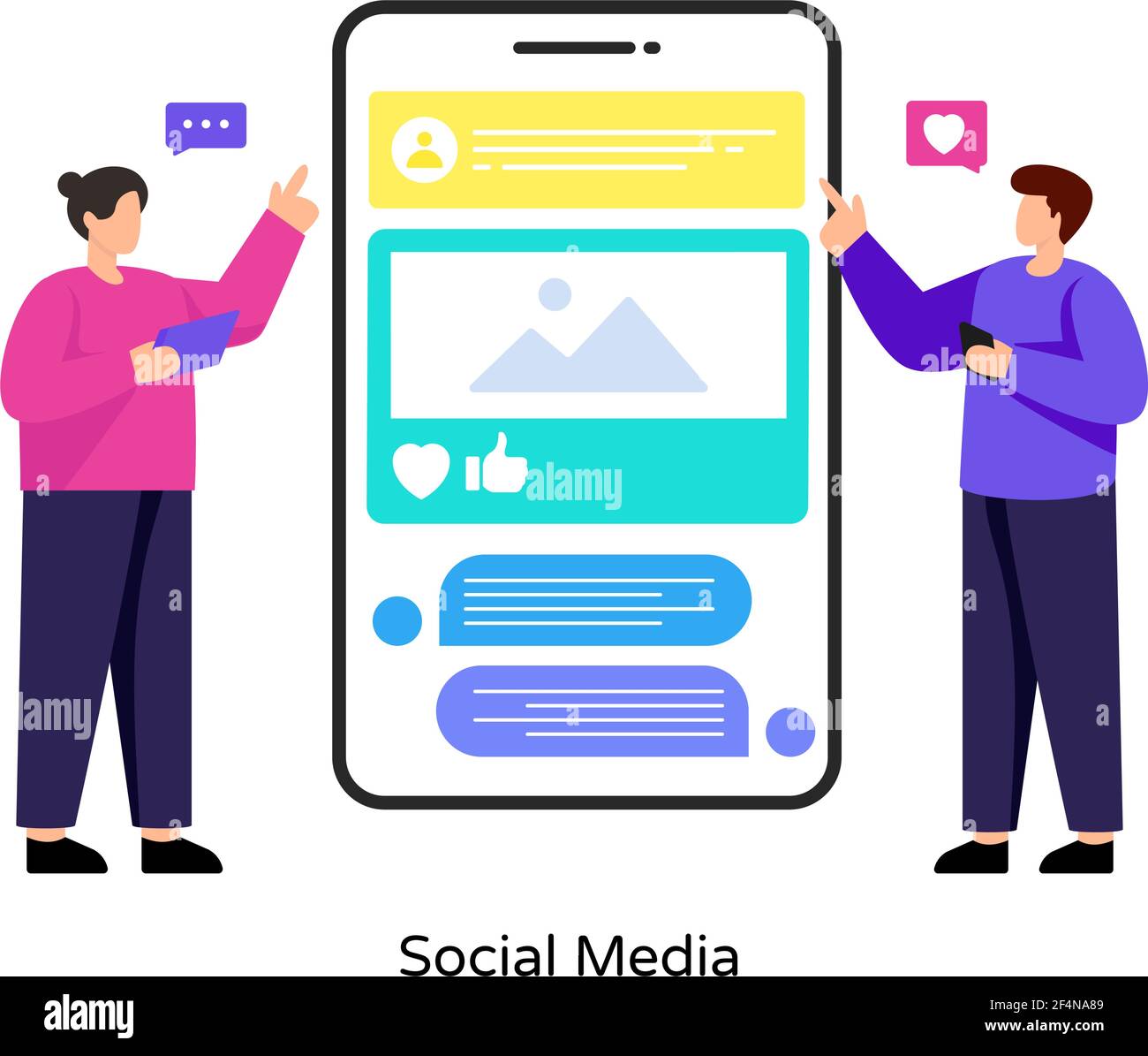 Editable flat design of mobile social media Stock Vector Image & Art ...