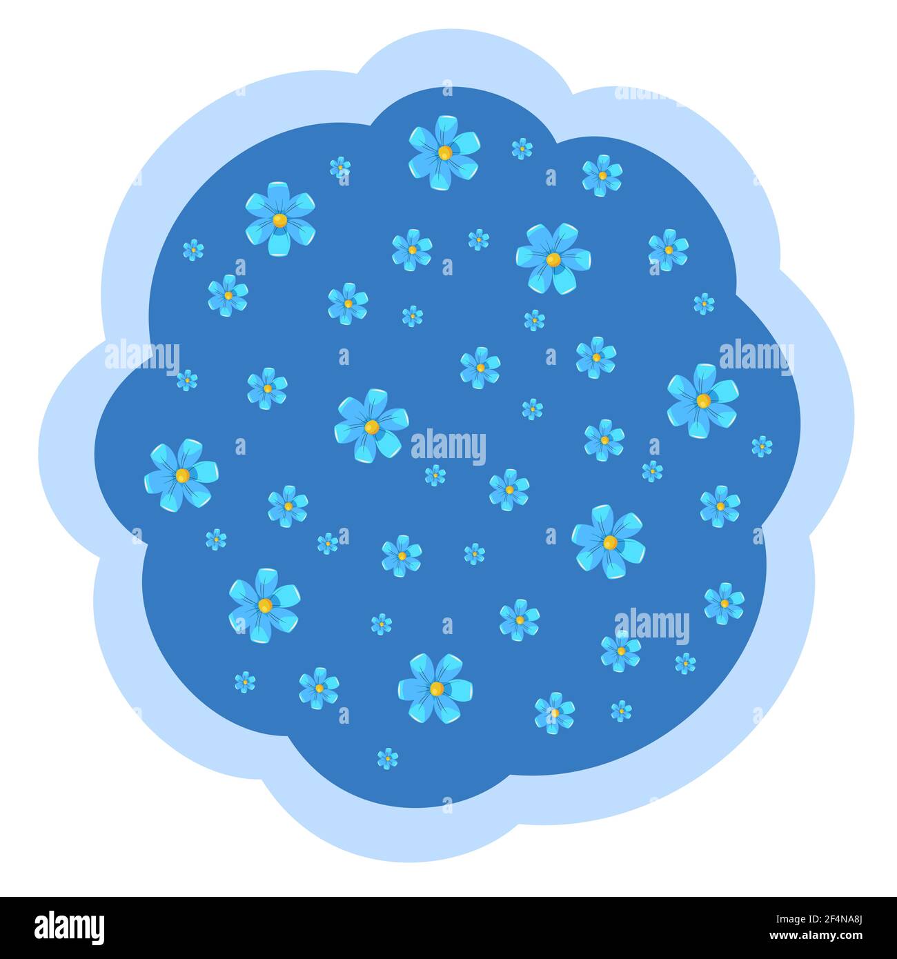 Round abstract background with flowers. Cartoon flat style. Isolated ...