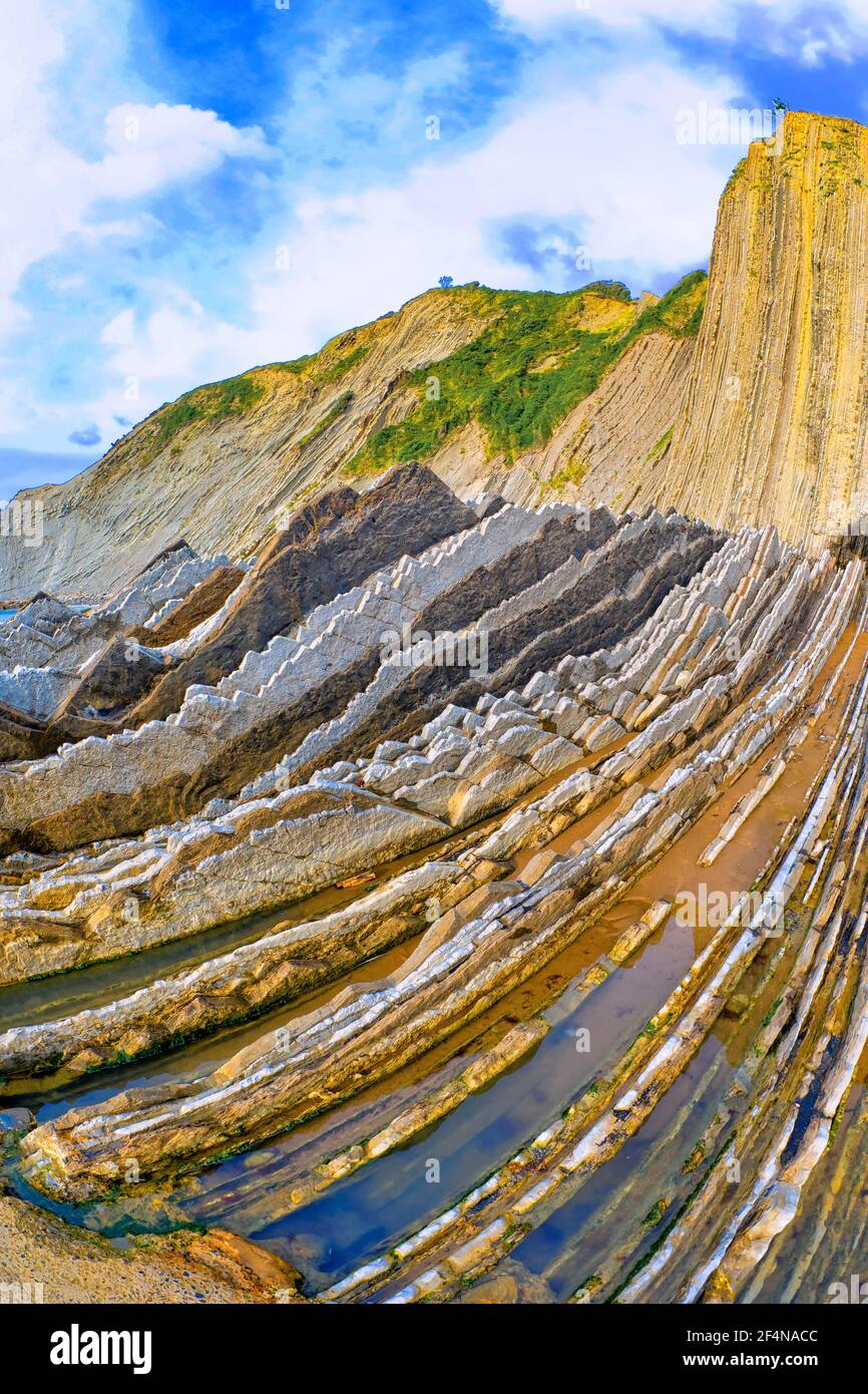 Steeply-tilted Layers of Flysch, Flysch Cliffs, Basque Coast UNESCO ...