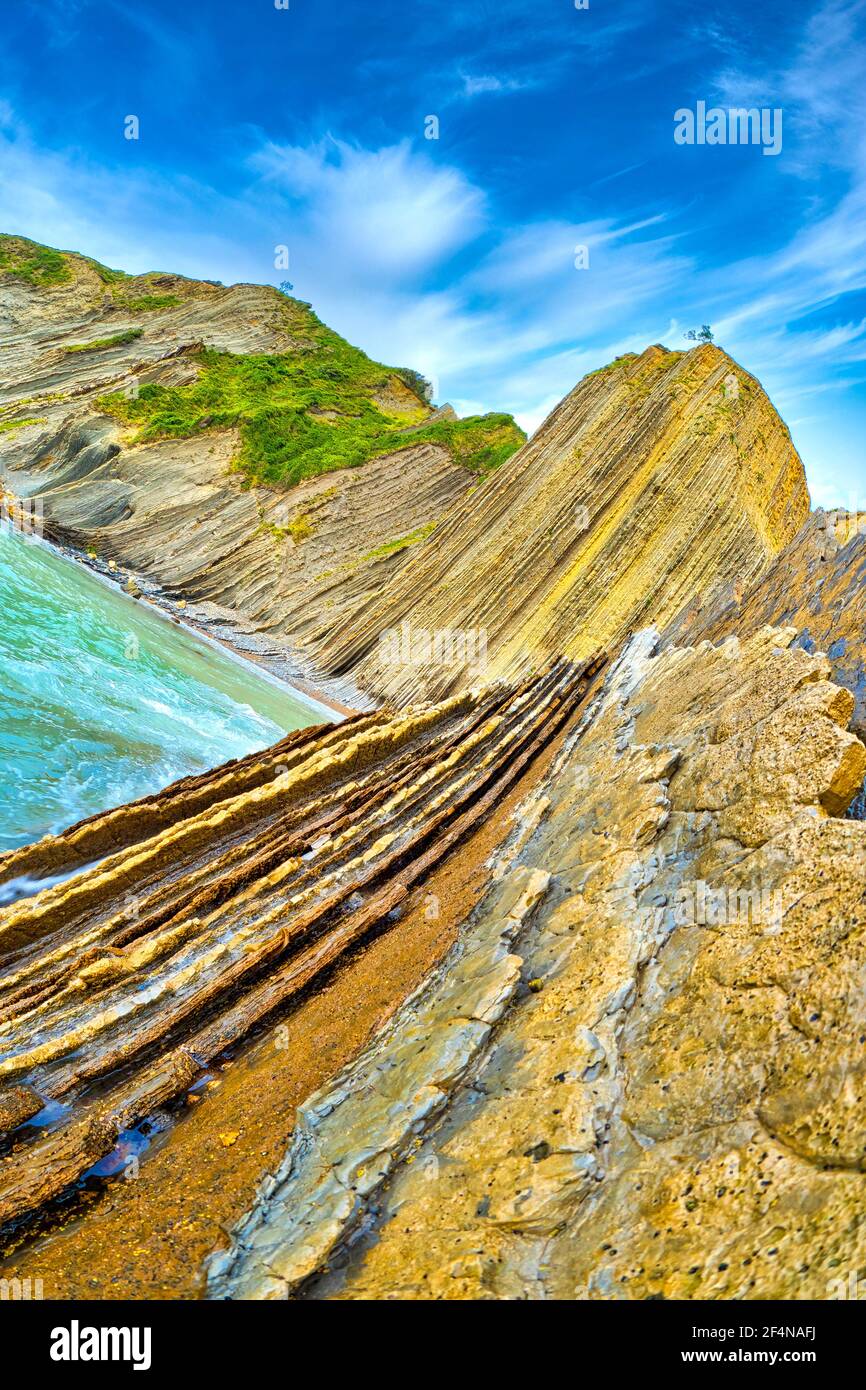 Steeply-tilted Layers of Flysch, Flysch Cliffs, Basque Coast UNESCO ...