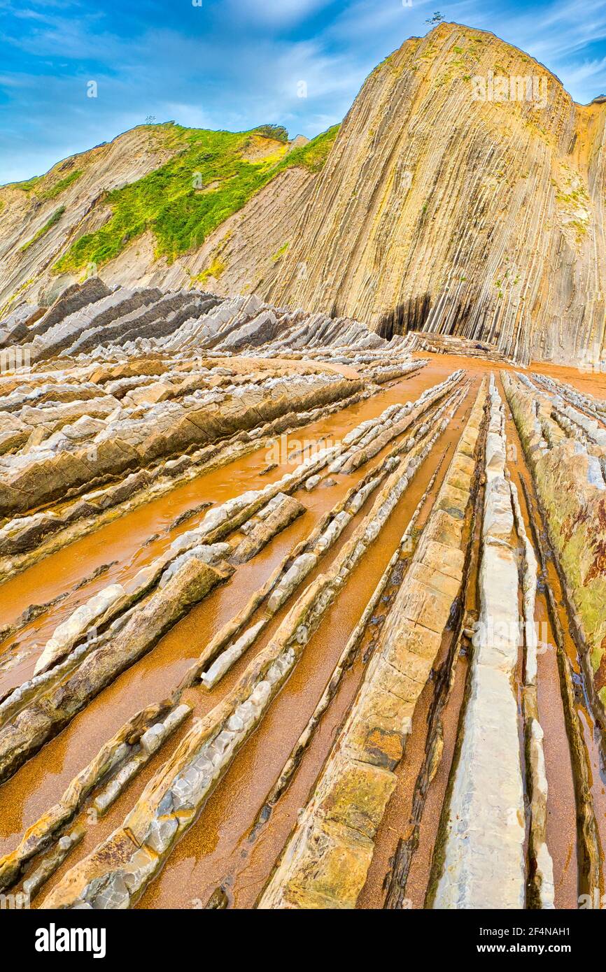 Steeply-tilted Layers of Flysch, Flysch Cliffs, Basque Coast UNESCO ...