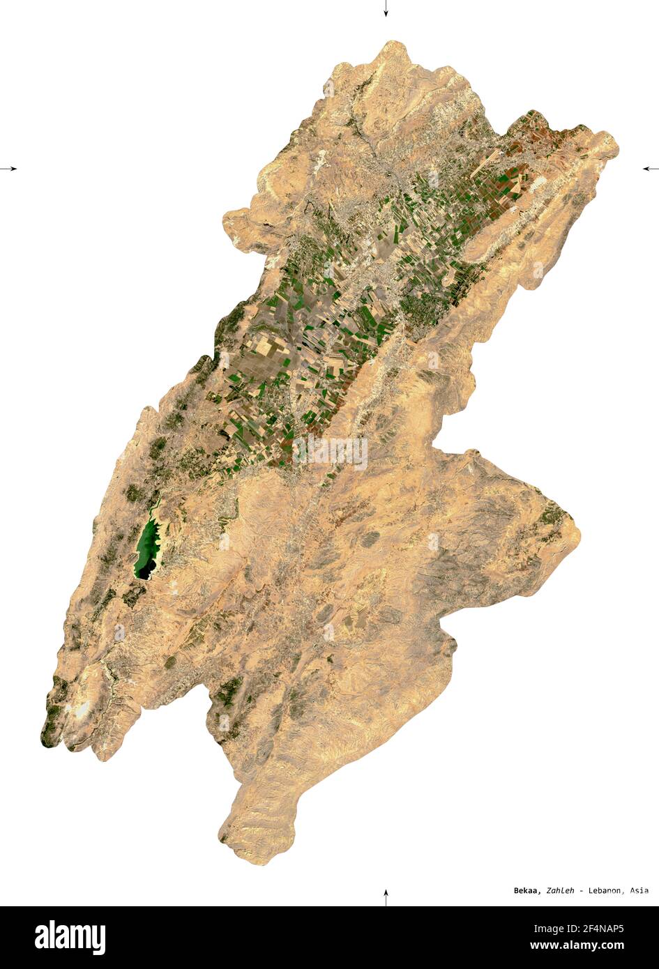 Bekaa, governorate of Lebanon. Sentinel-2 satellite imagery. Shape ...
