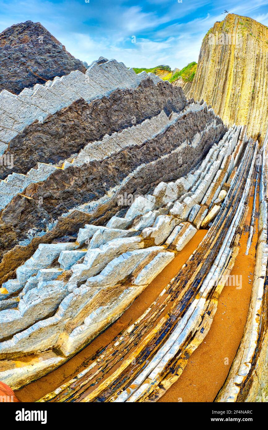 Steeply-tilted Layers of Flysch, Flysch Cliffs, Basque Coast UNESCO ...