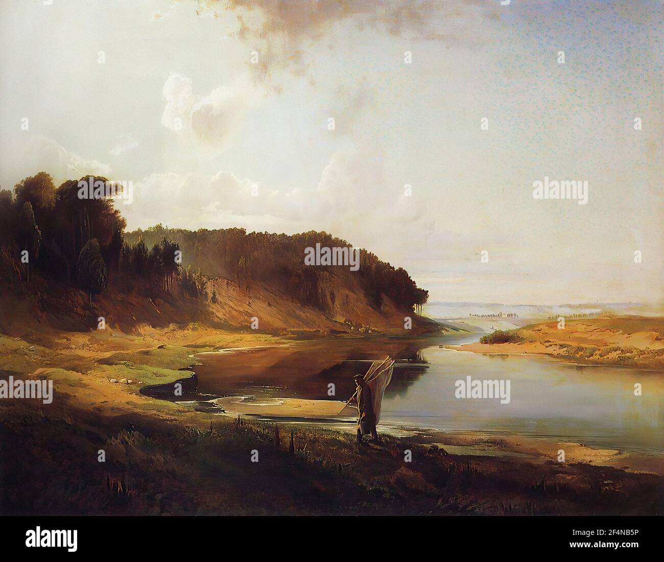 Alexei Savrasov - Landscape with River an Angler 1859 Stock Photo - Alamy