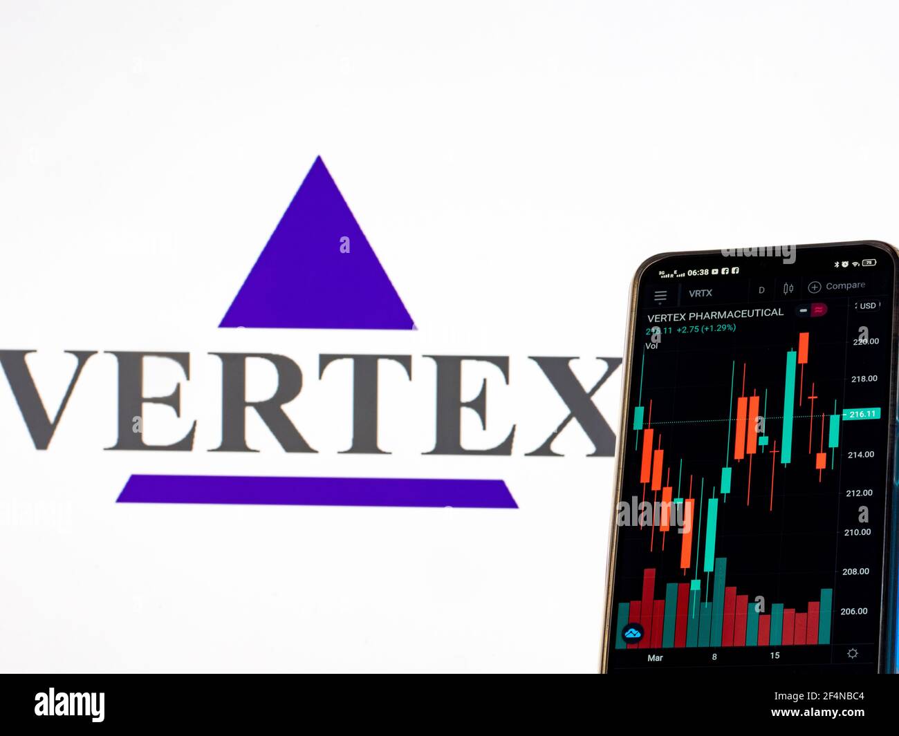 In this photo illustration, the stock market information of Vertex ...