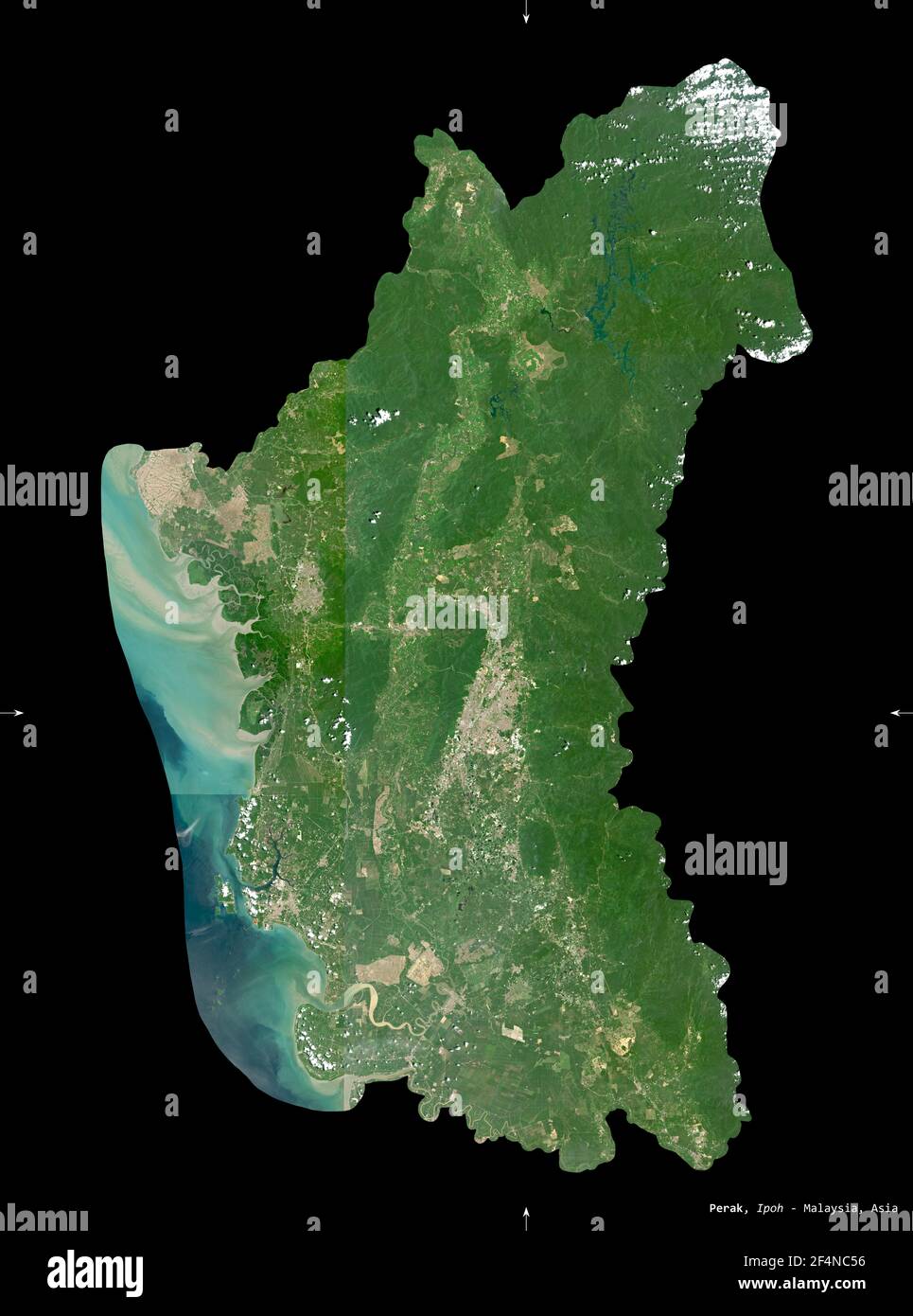 Perak, state of Malaysia. Sentinel-2 satellite imagery. Shape isolated ...