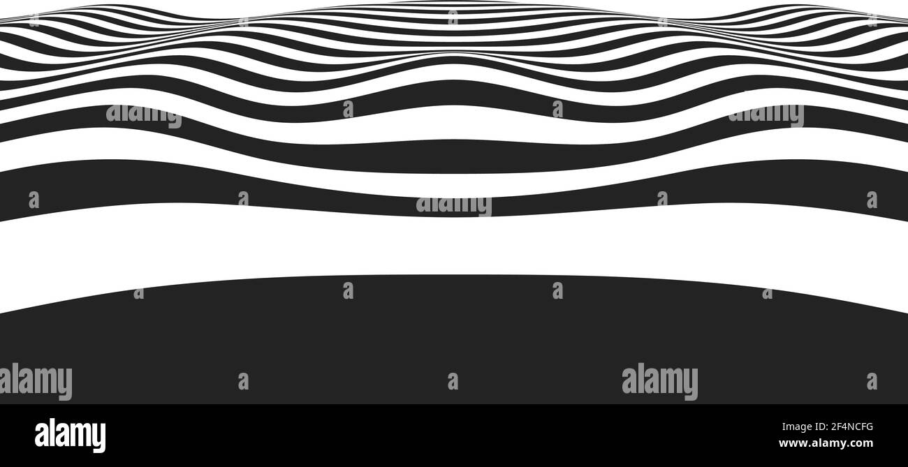 Optical pattern with black and white stripes. Abstract concentric waves ...