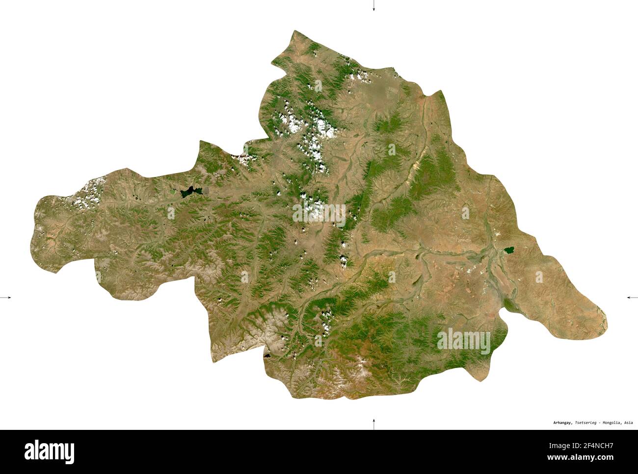 Arhangay, province of Mongolia. Sentinel-2 satellite imagery. Shape ...