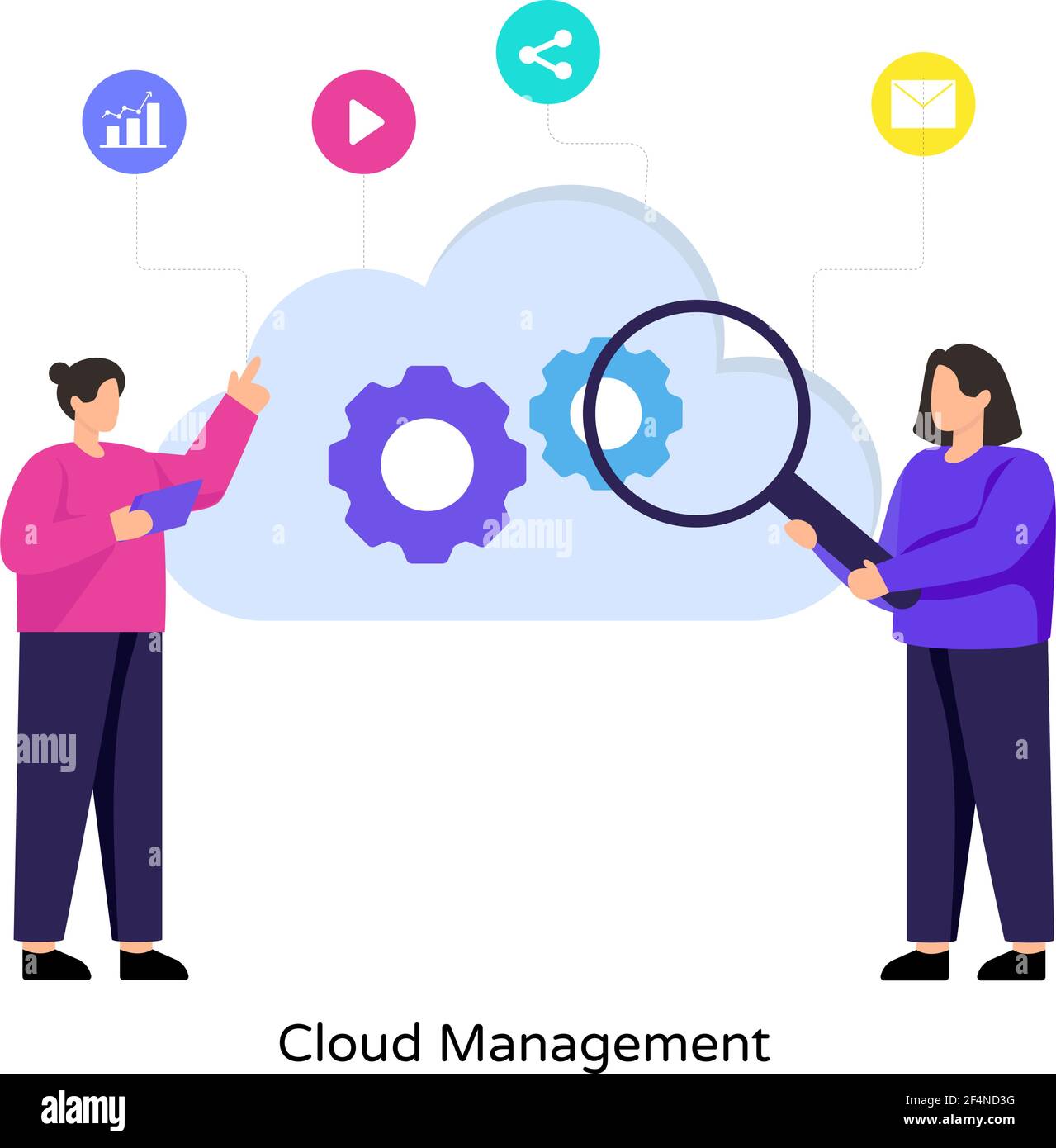 Cloud with gears, illustration of cloud management Stock Vector Image ...