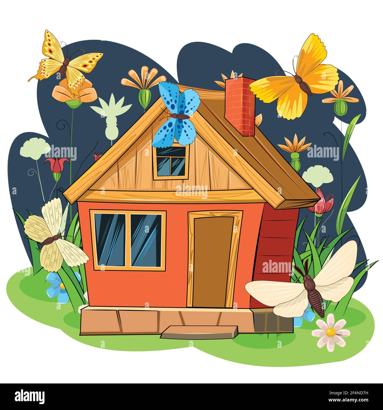 Cozy wooden house on Stock Vector Images - Alamy