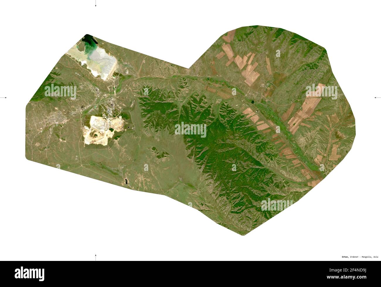 Orhon, municipality of Mongolia. Sentinel-2 satellite imagery. Shape ...