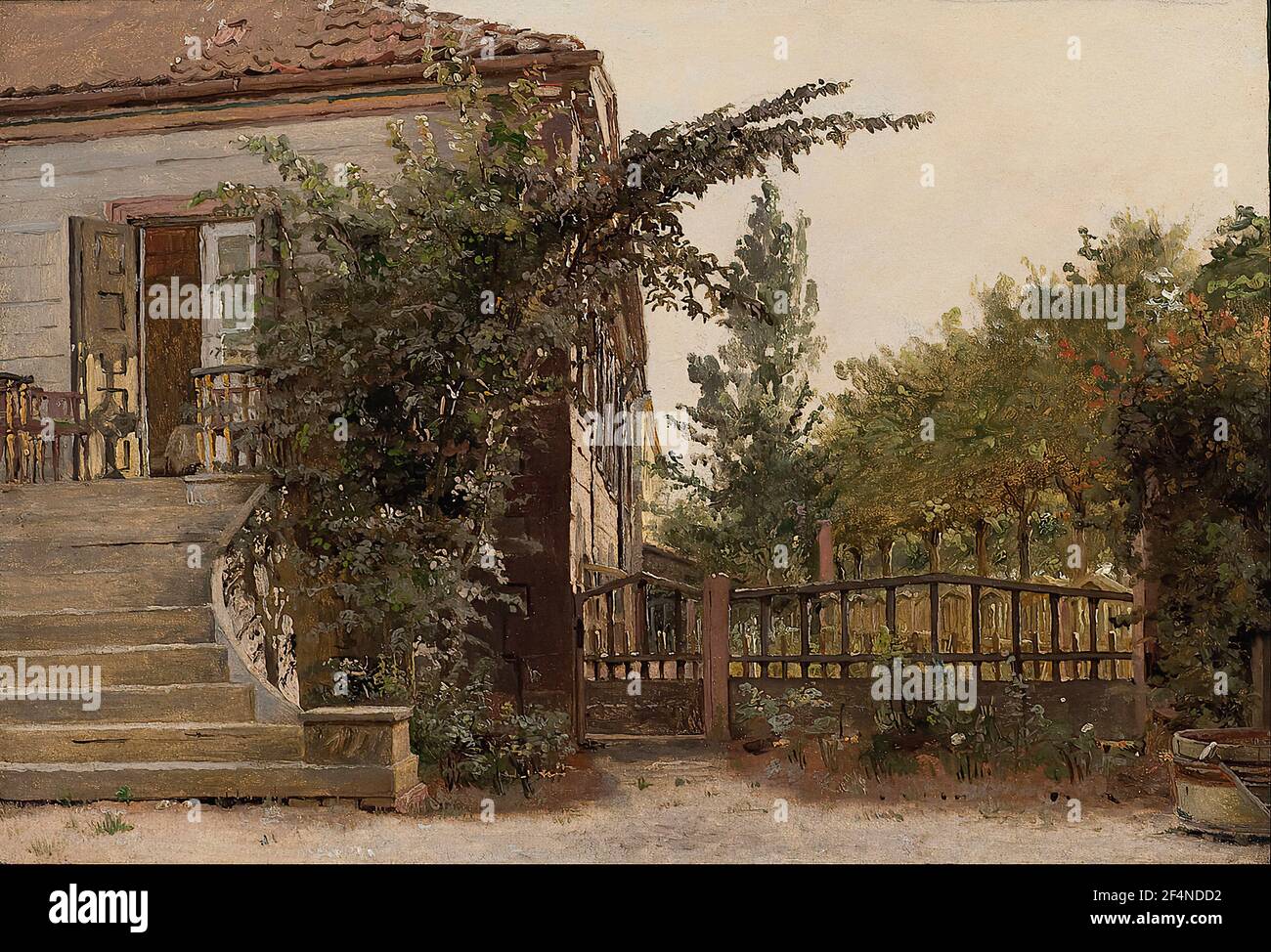Christen Kobke - Garden Steps Leading Artist Studio Blegdammen 1845 ...