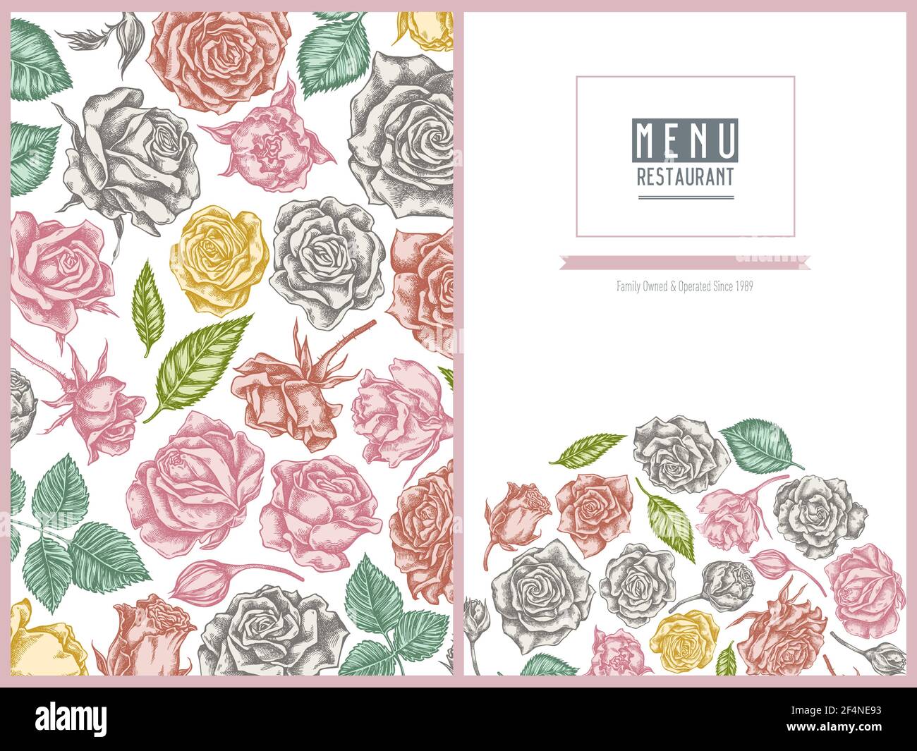 Menu cover floral design with pastel roses Stock Vector Image & Art - Alamy