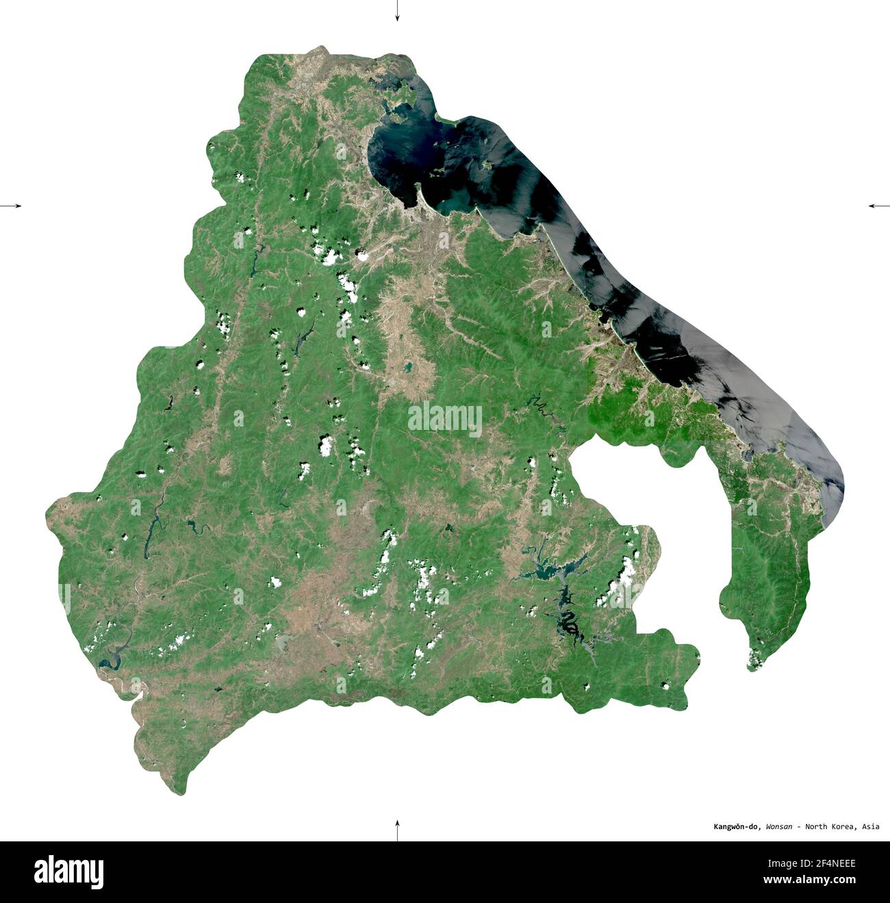 Kangwon-do, province of North Korea. Sentinel-2 satellite imagery ...