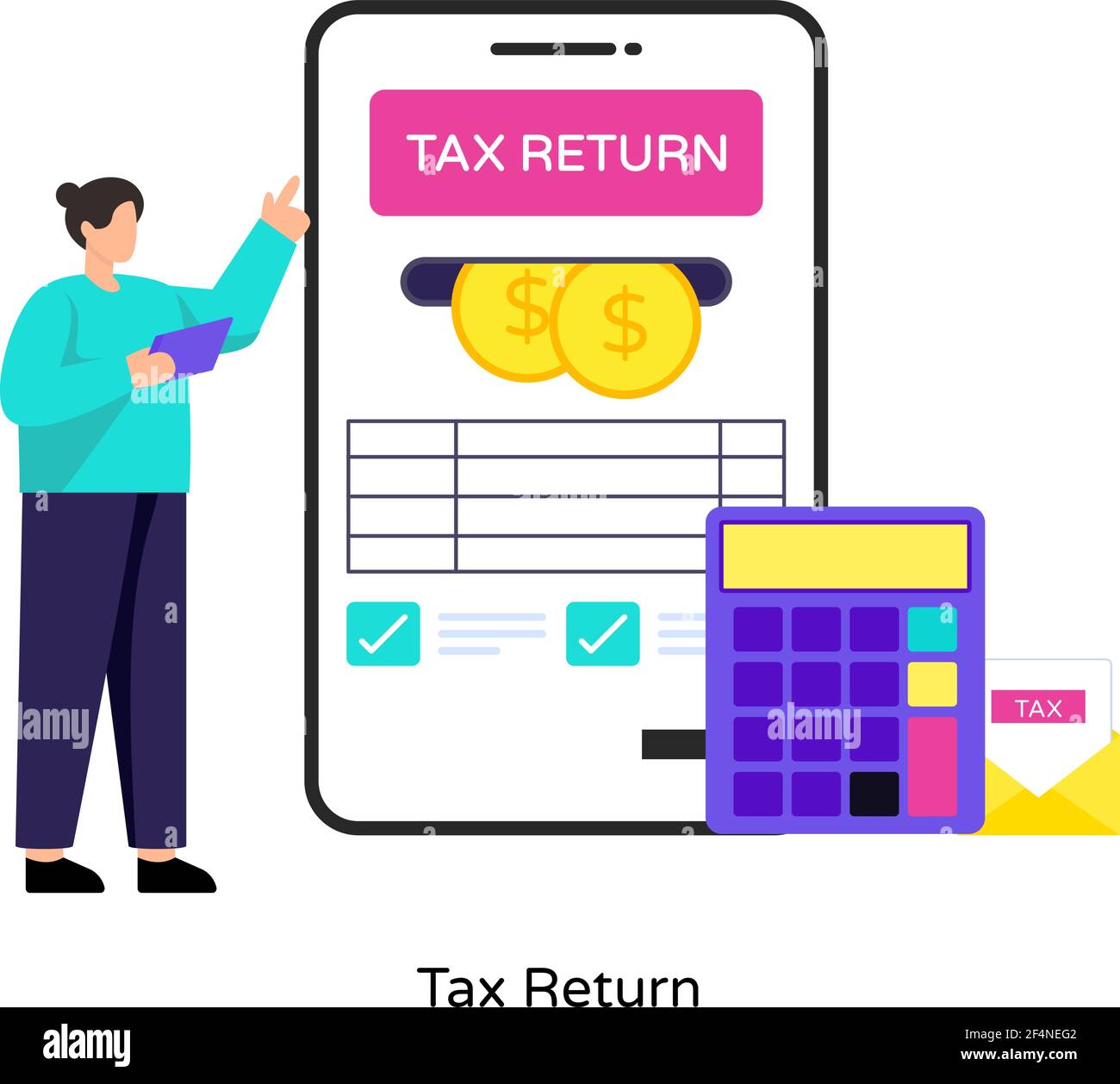 Trendy vector design of mobile tax return Stock Vector Image & Art - Alamy