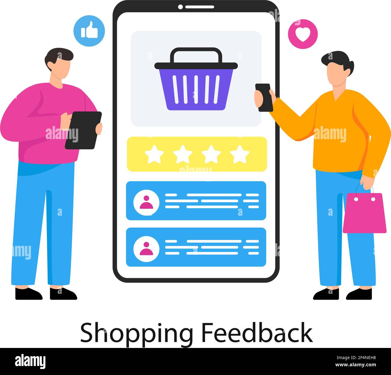 An illustration design of mobile shopping feedback Stock Vector Image ...