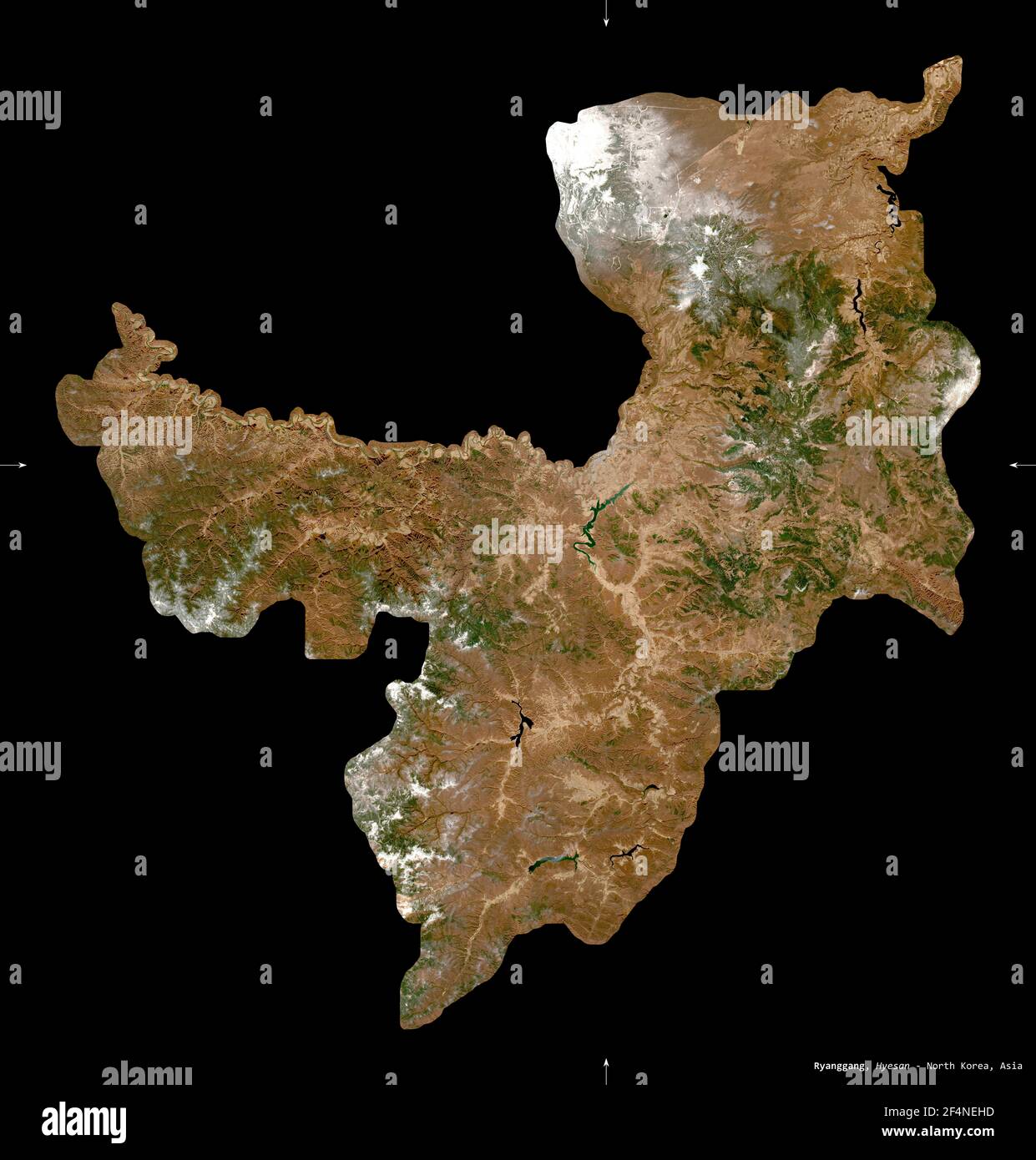 Ryanggang, province of North Korea. Sentinel-2 satellite imagery. Shape ...