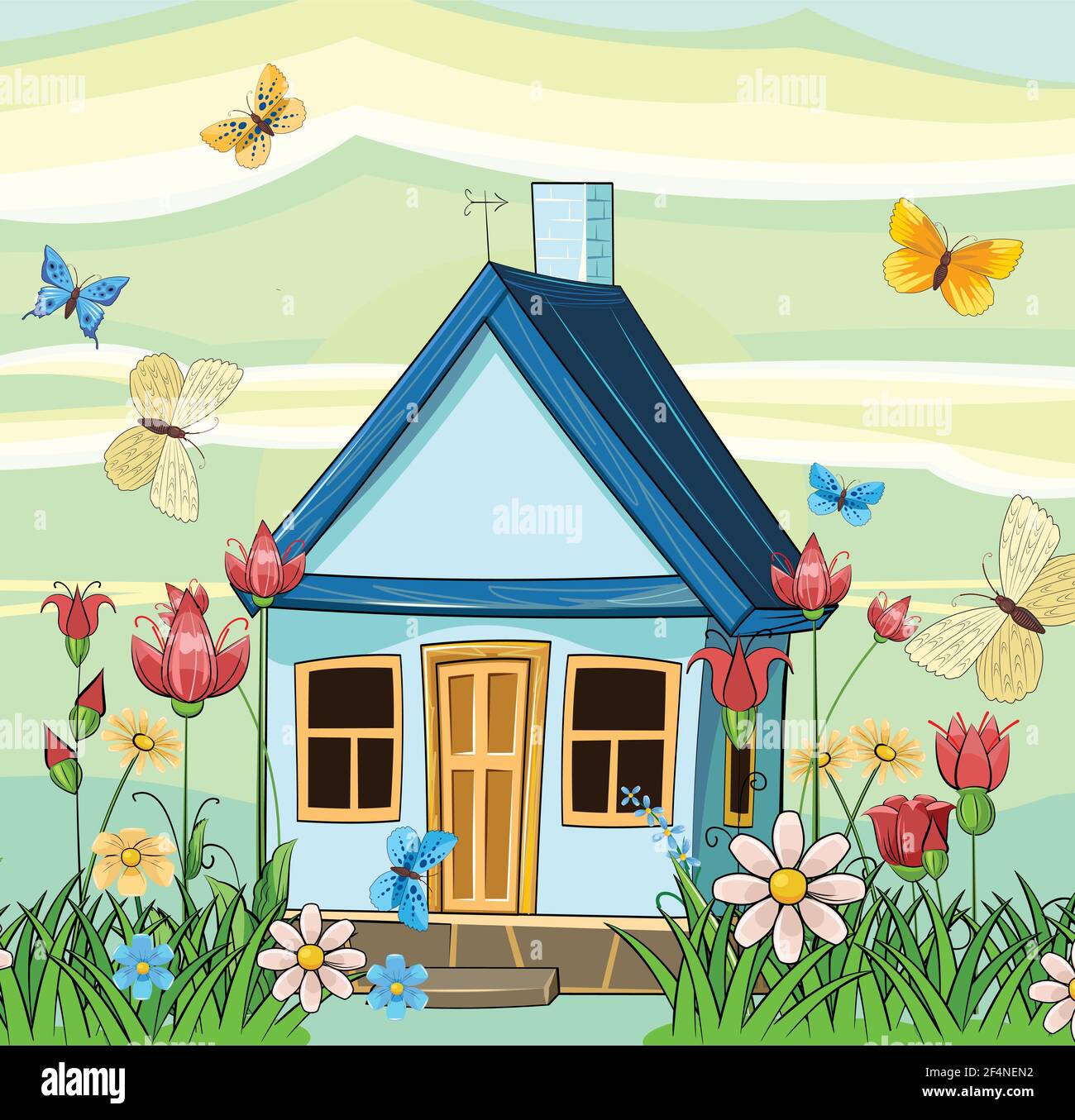 Cottage garden butterflies Stock Vector Images - Alamy