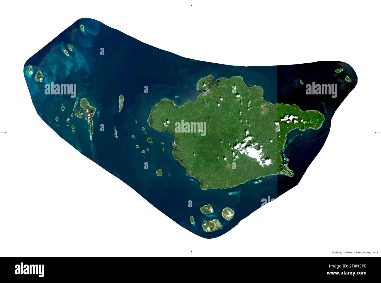 Basilan, province of Philippines. Sentinel-2 satellite imagery. Shape ...