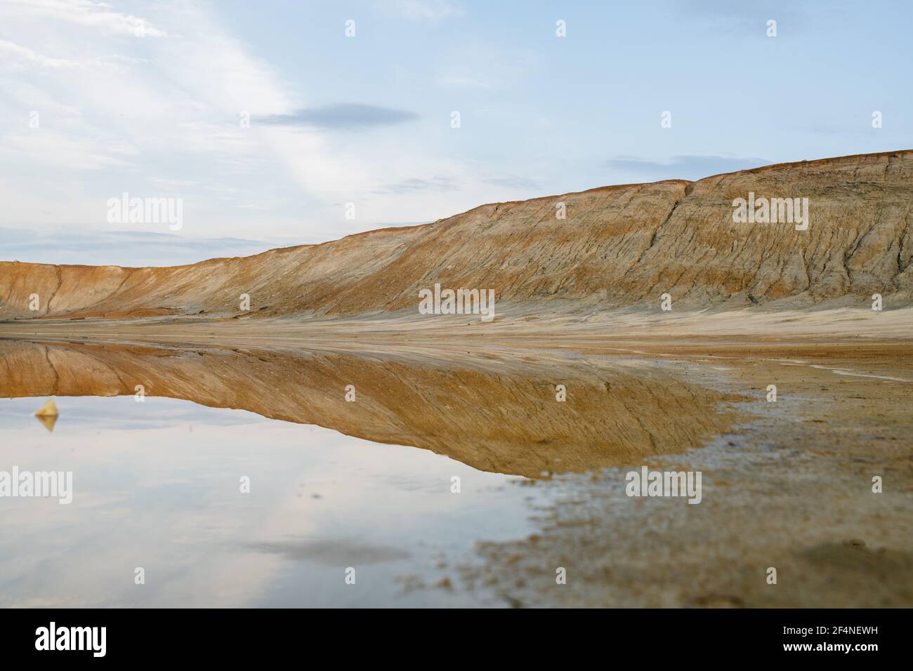 Dirty and polluted soil and water on territory with bad environmental ...