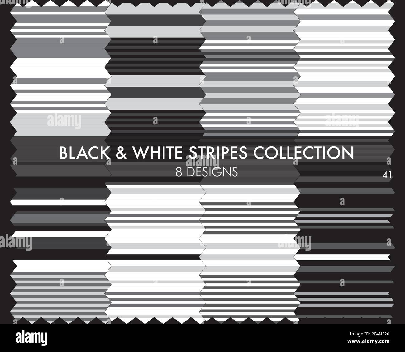 Striped seamless pattern collection includes 8 designs for fashion ...
