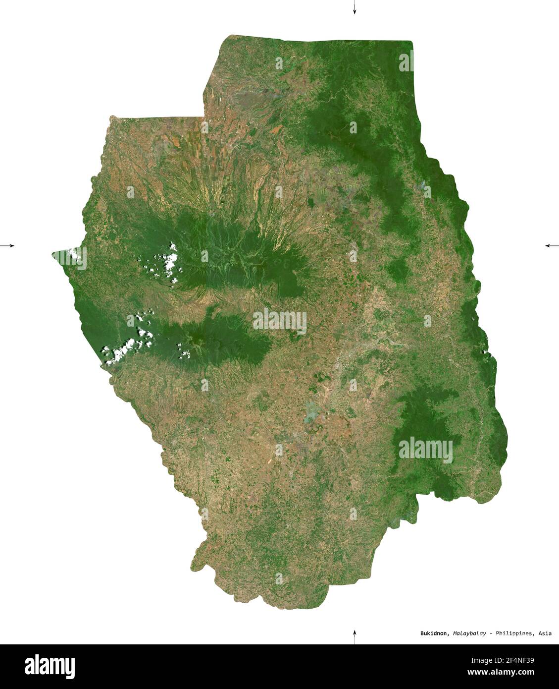 Bukidnon, province of Philippines. Sentinel-2 satellite imagery. Shape ...