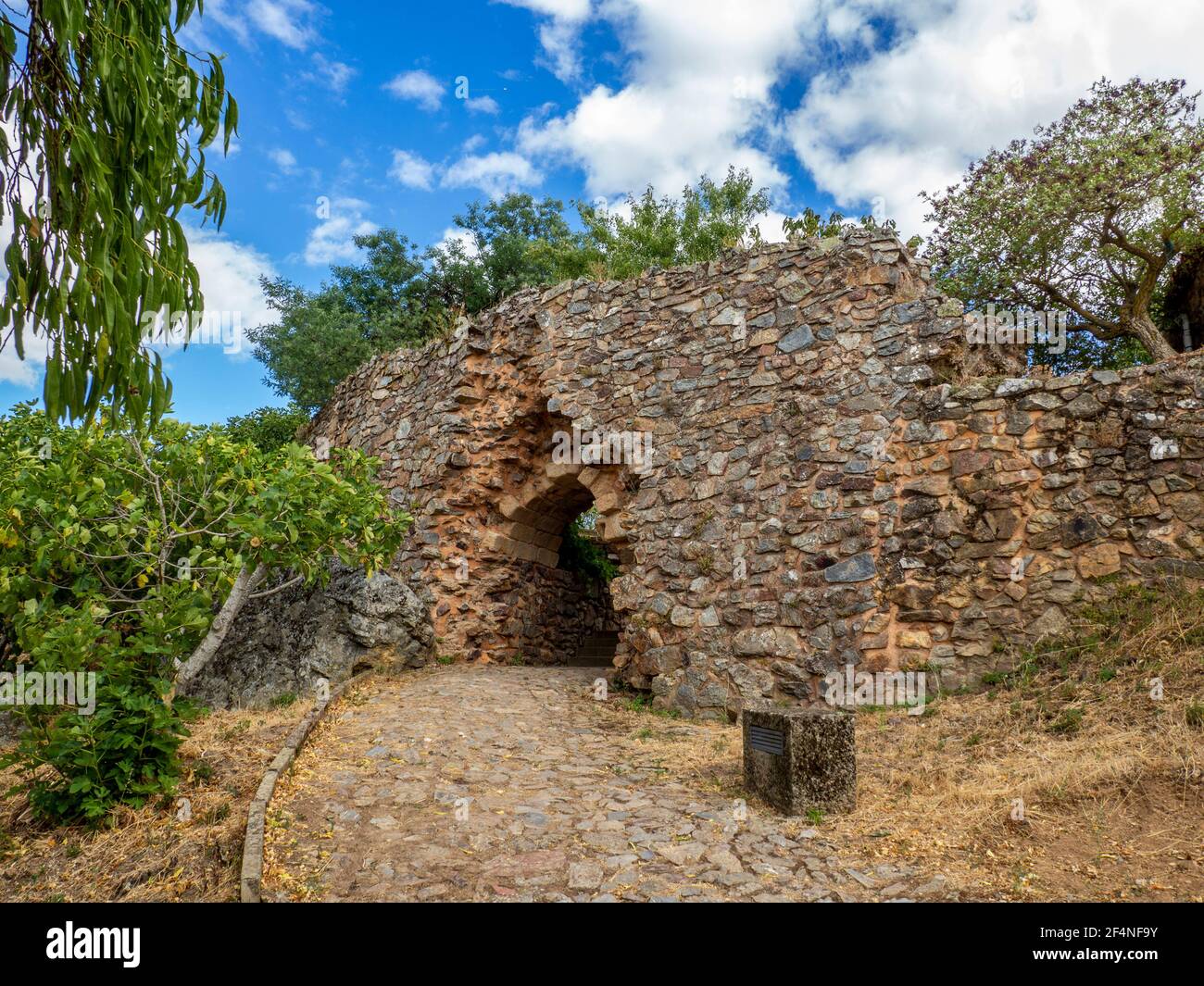 Castelo Rodrigo, Portugal - August 2020: Ruins of the St John Gate with ...