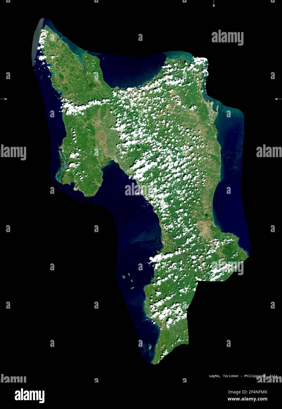 Leyte, province of Philippines. Sentinel-2 satellite imagery. Shape ...