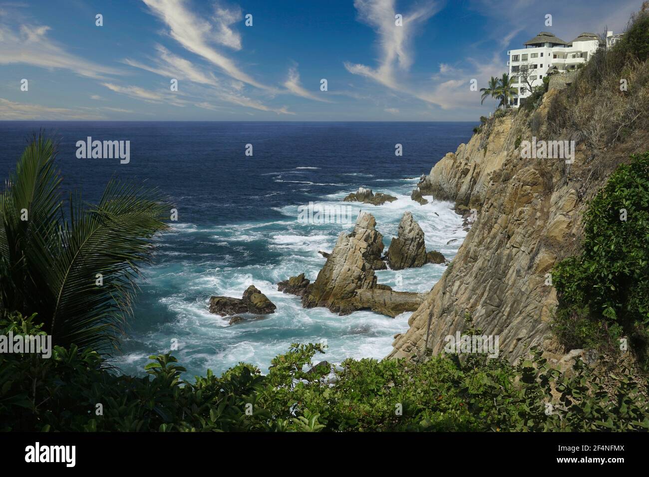 Female hispanic street vendor making sopes in Acapulco, Mexico Stock ...