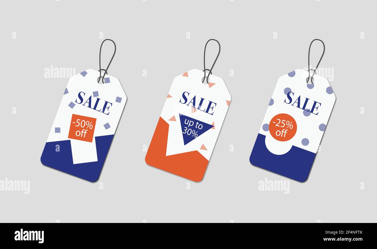 Hanging Sale tags. Discount Shopping labels. Retail Promotion. . Vector ...