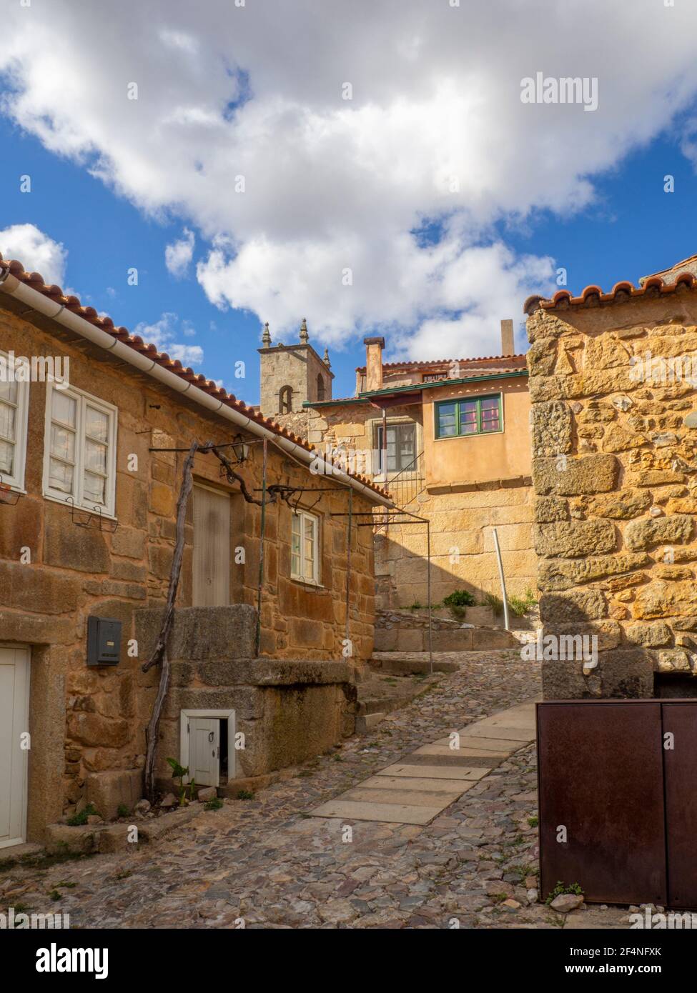 Castelo Rodrigo, Portugal - August 2020: View of a cobbled street in ...