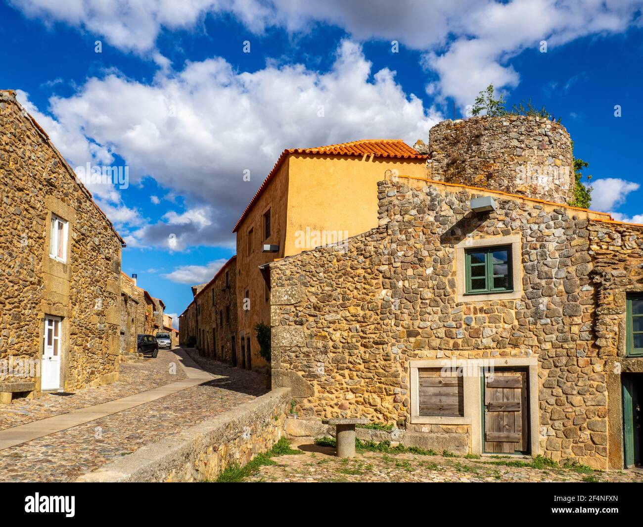 Castelo Rodrigo, Portugal - August 2020: View of a cobbled street in ...