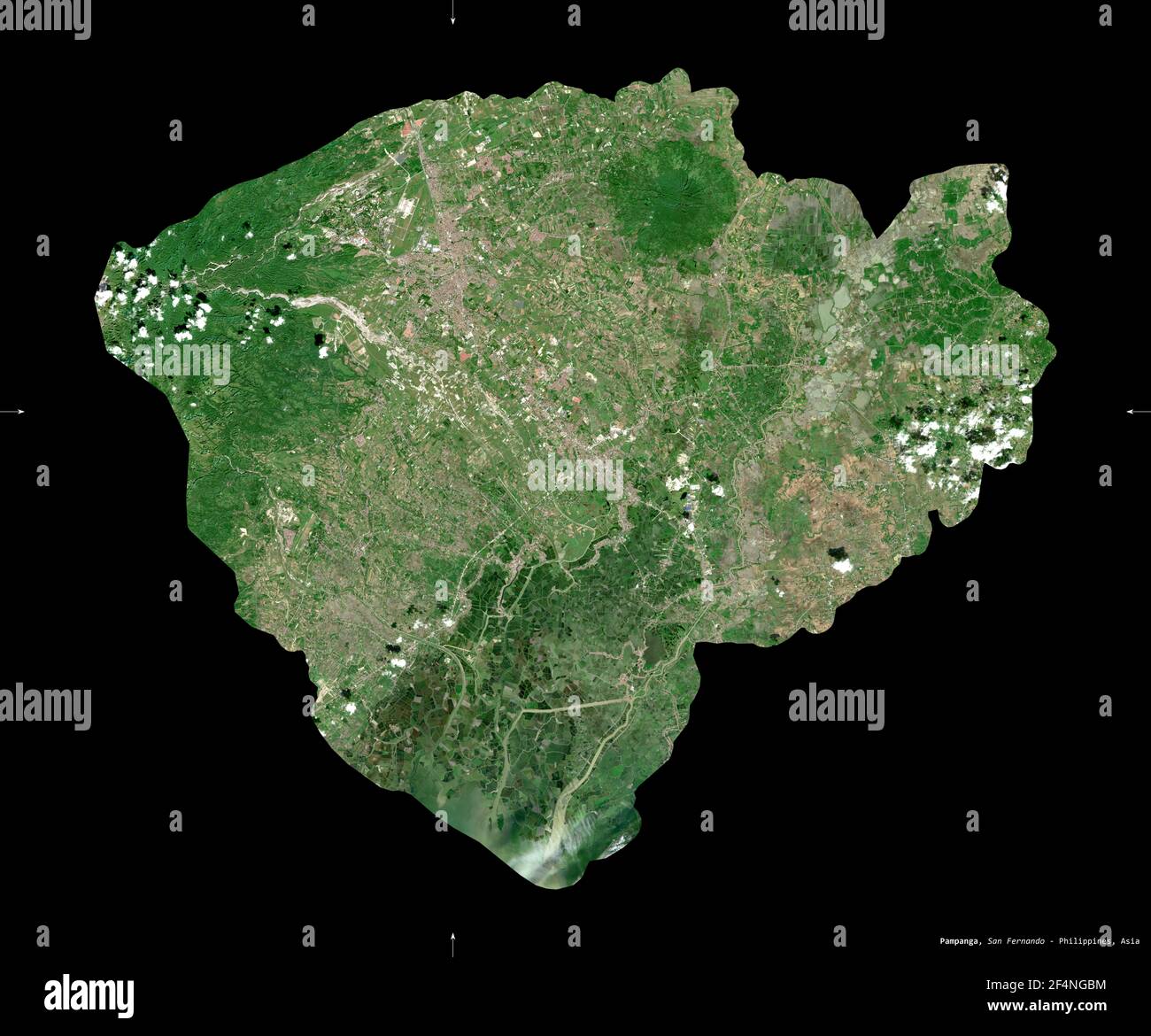 Pampanga, province of Philippines. Sentinel-2 satellite imagery. Shape ...