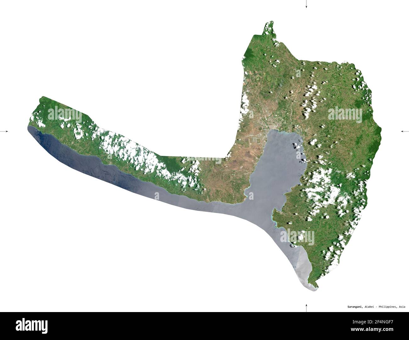 Sarangani, province of Philippines. Sentinel-2 satellite imagery. Shape ...