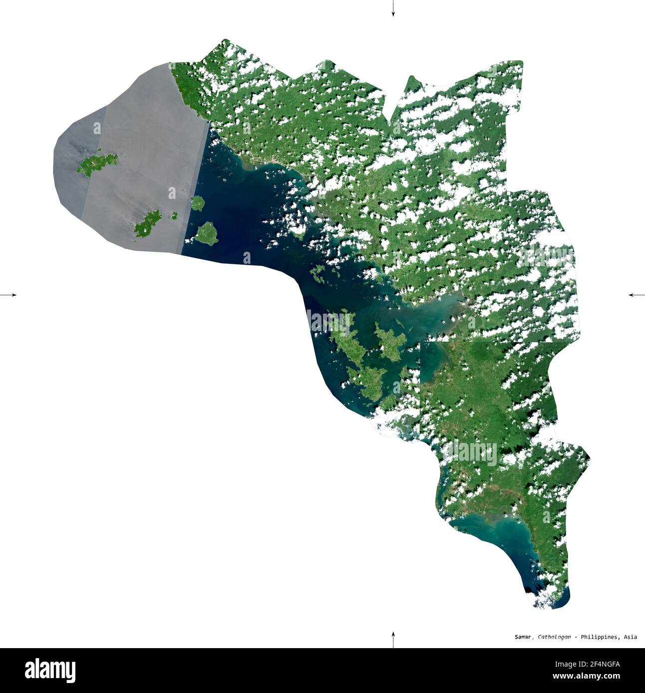 Samar, province of Philippines. Sentinel-2 satellite imagery. Shape ...
