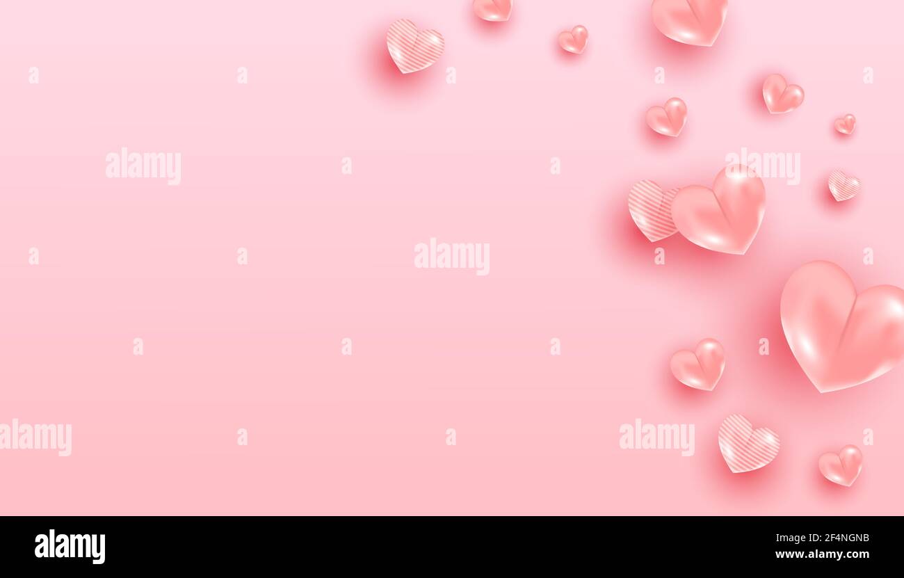 Realistic flying air heart shaped elements for romantic banner design ...