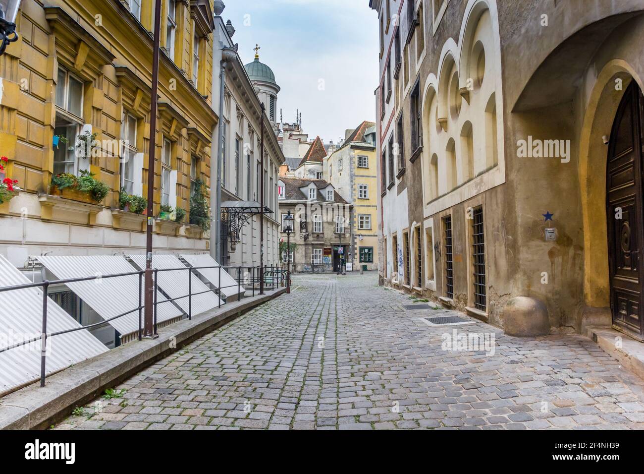 Cobblestoned street in the old part of Vienna, Austria Stock Photo - Alamy