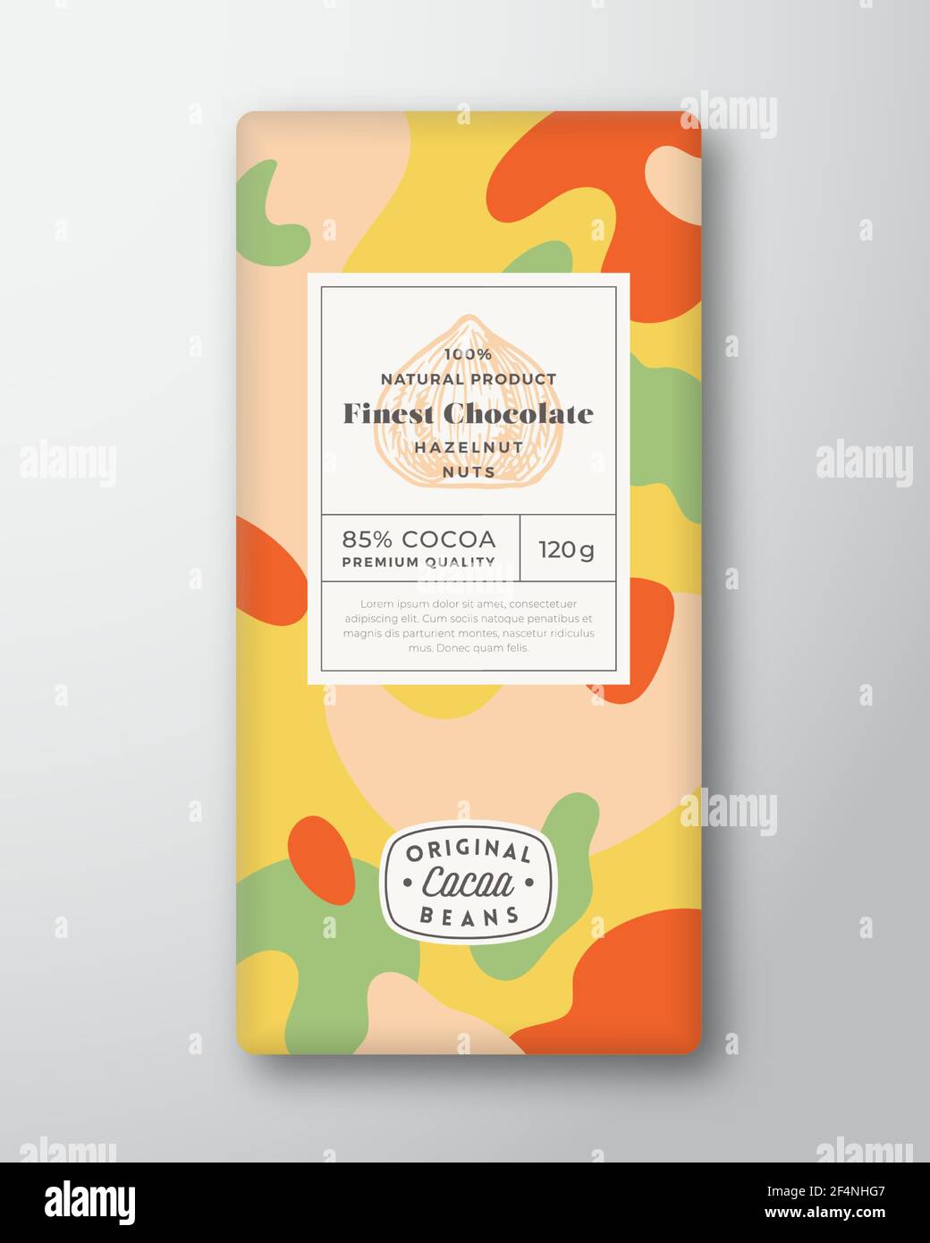 Hazelnut Chocolate Label Abstract Shapes Vector Packaging Design Layout ...